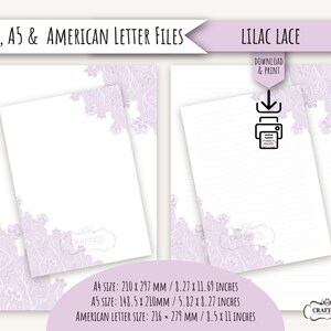 PRINTABLE Letter Writing Paper, Lilac Lace, Digital Letter Writing ...