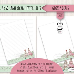 PRINTABLE Letter Writing Notepaper, Gossip Girls, Digital Letter ...
