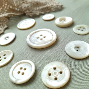 Assorted Large Natural Shell Buttons, Set of 10 Off-white Pearly ...