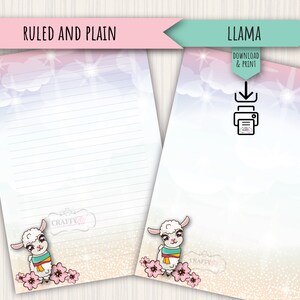 PRINTABLE Letter Writing Notepaper, Llama Alpaca, Digital Letter ...
