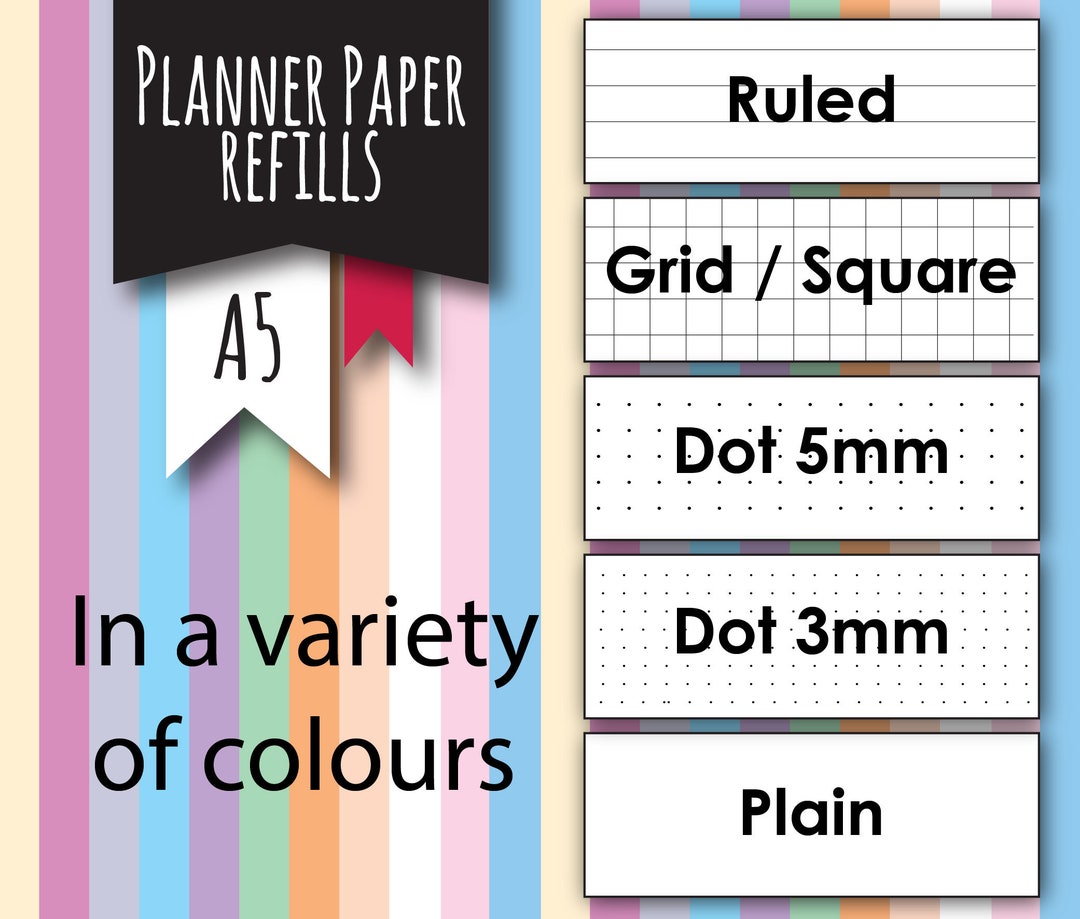 A5 Size Planner Paper Refills, 40 Sheets for 6 Ring Planners, A5 Paper ...