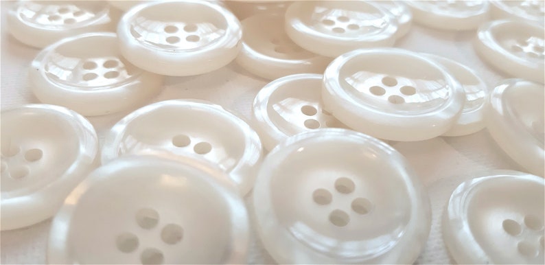 15mm Cream Pearly 4-hole Buttons, Flat Buttons, White Buttons, Button ...