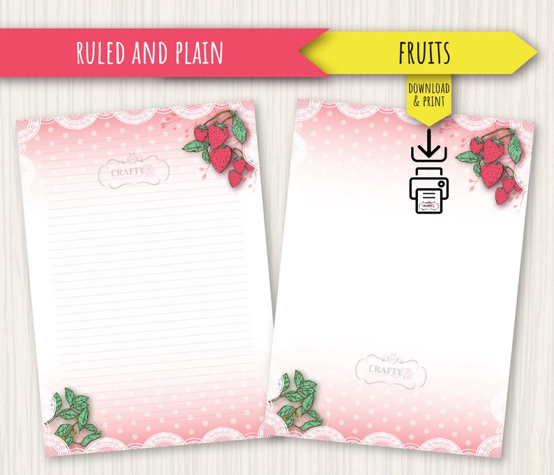PRINTABLE Letter Writing Notepaper, Fruit Theme, Digital Letter Writing ...