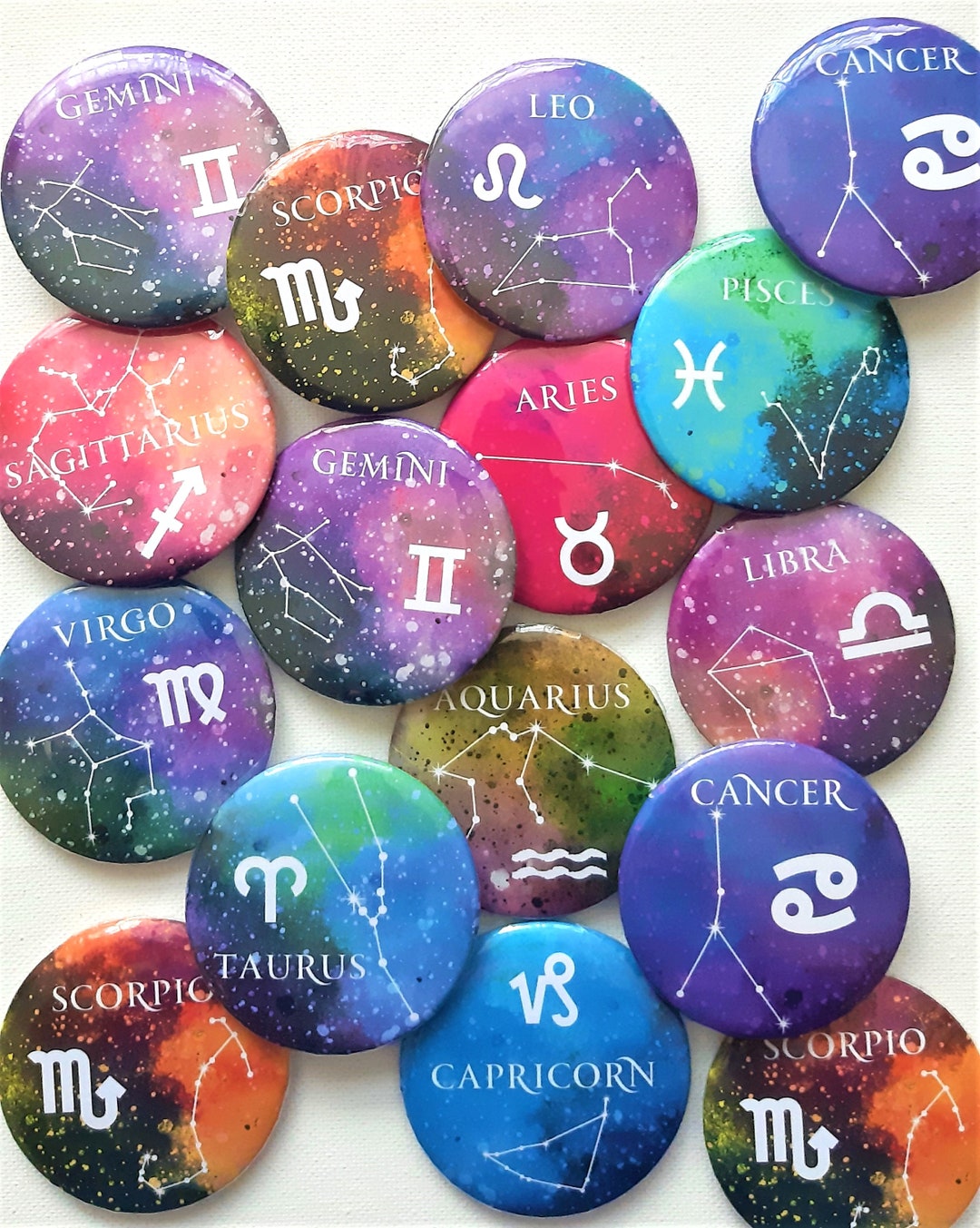Constellation Astrology Zodiac Sign Badge - Button Badge - Etsy