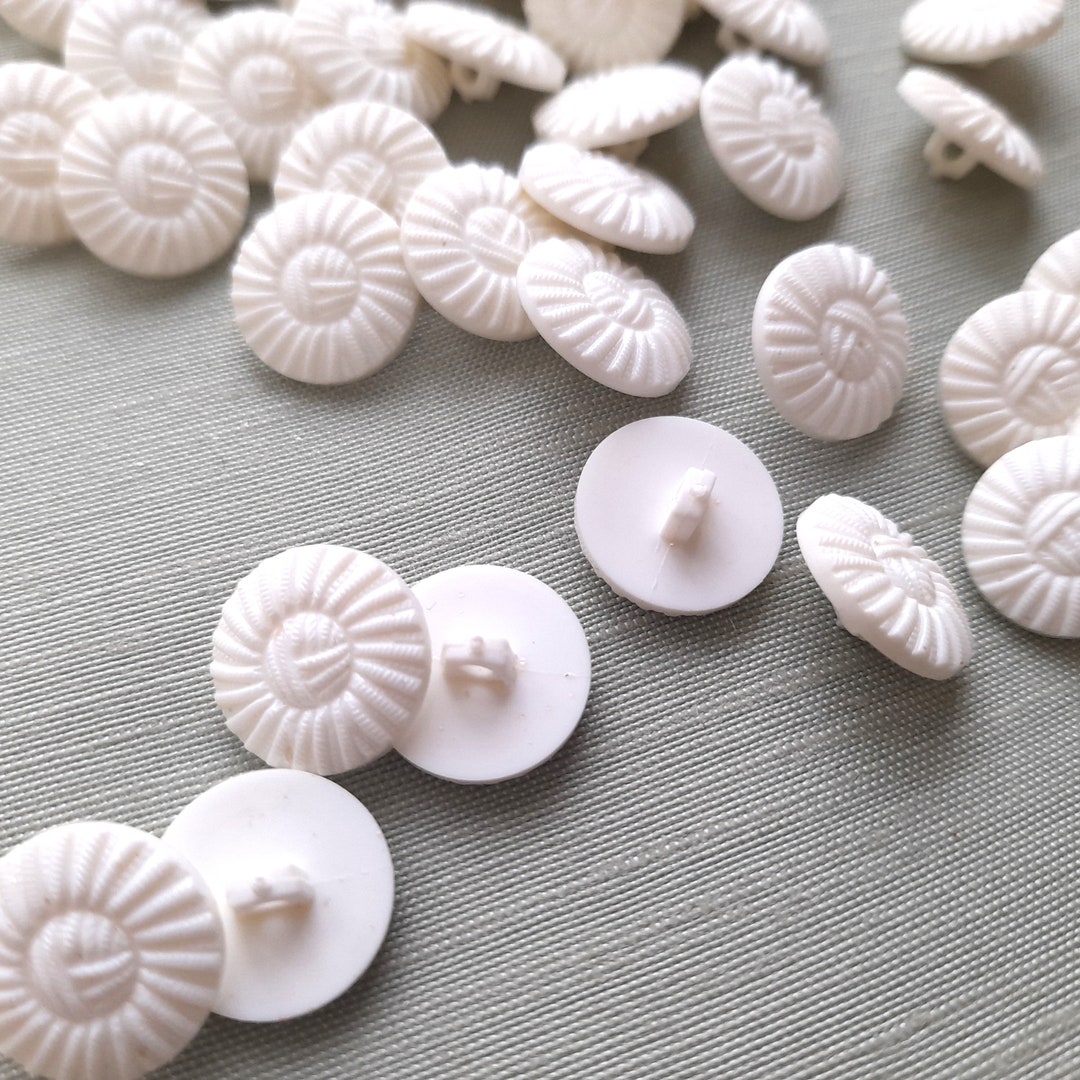 16mm White Buttons With a Pretty Textured Design and Back Loop Shank - Etsy