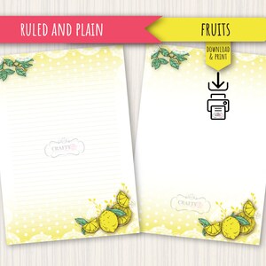 PRINTABLE Letter Writing Notepaper, Fruit Theme, Digital Letter Writing ...