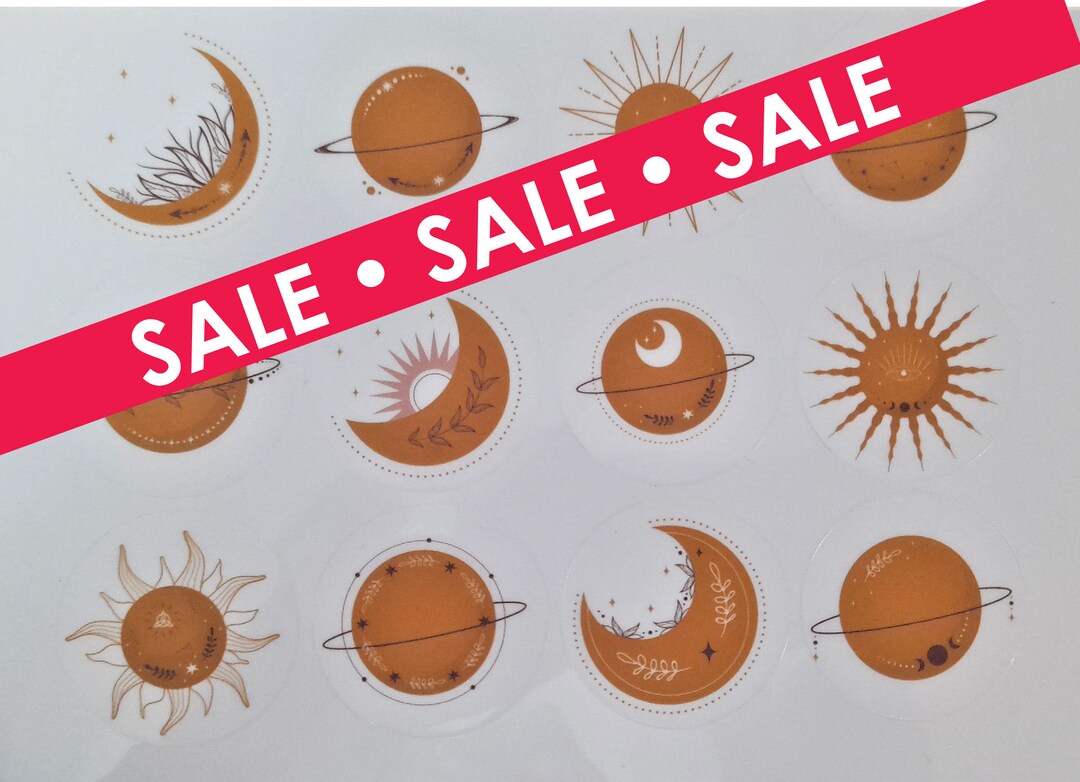 Sun, Moon, Planets, Night Sky Clear Stickers - Moon Stickers - Sun ...