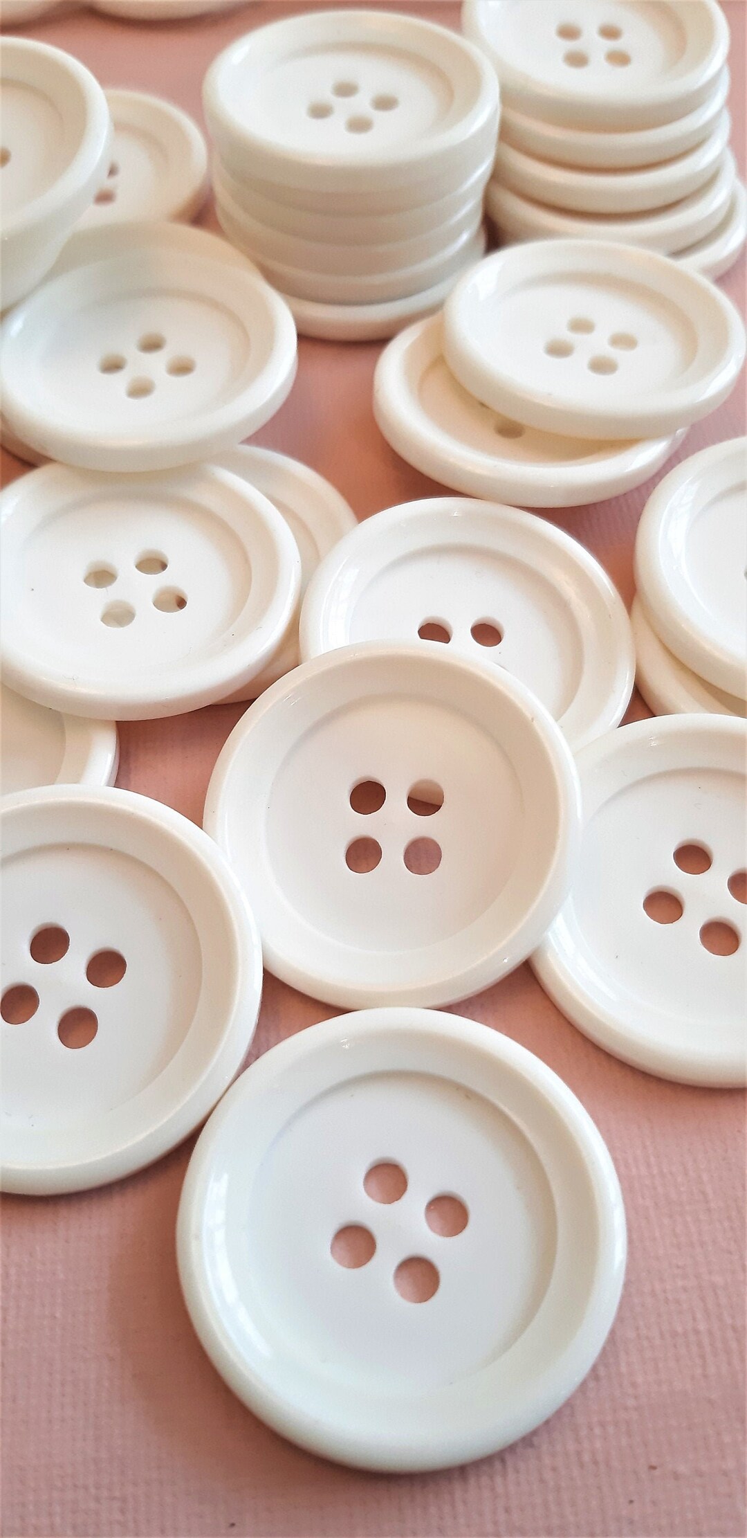 35mm Chunky White 4-hole Buttons - Large White Buttons - Chunky Buttons ...