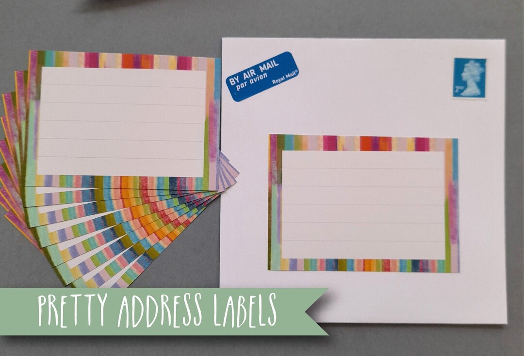 10 X A7 Self Adhesive Address Labels, Colourful Stripes Pattern, Blank ...