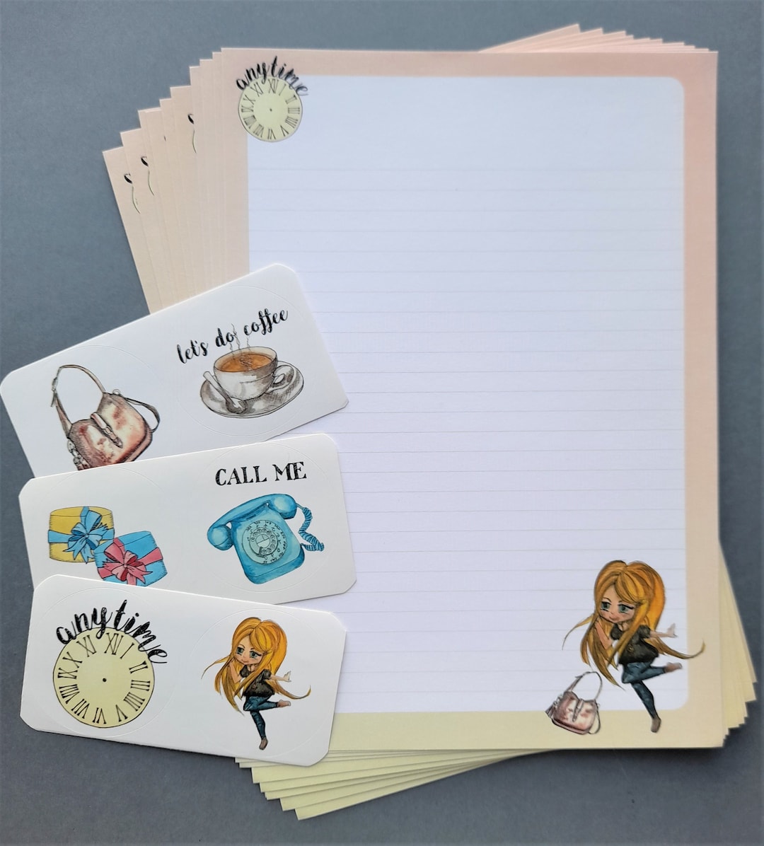 Chibi Letter Writing Paper Penpal Set - Chibi Girls / Manga / Anime ...