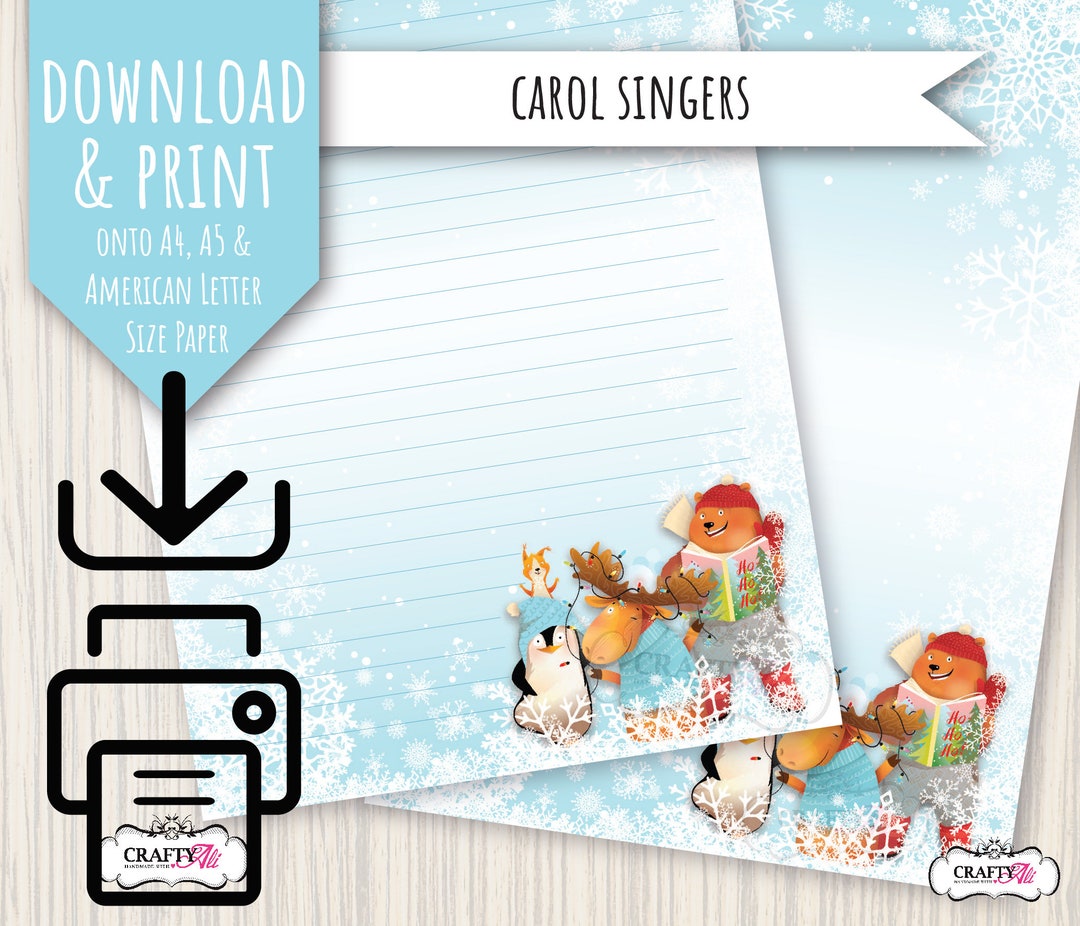 PRINTABLE Letter Writing Notepaper Christmas Carol Singing - Etsy