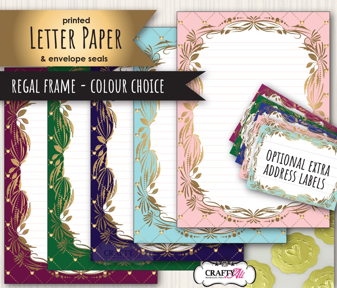 Regal Frame Printed Letter Writing Paper, Notepaper Set, A5 Letter ...