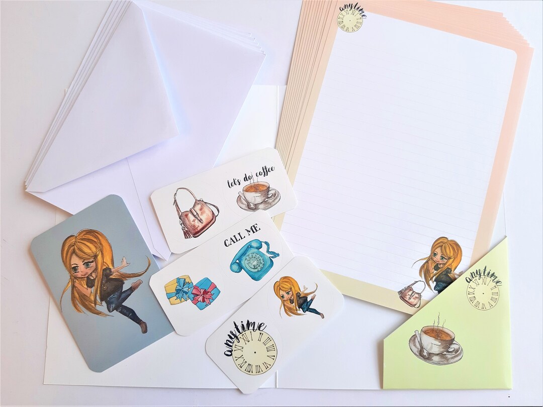 Chibi Letter Writing / Penpal Set Chibi Girl 4 / Manga Stationery ...