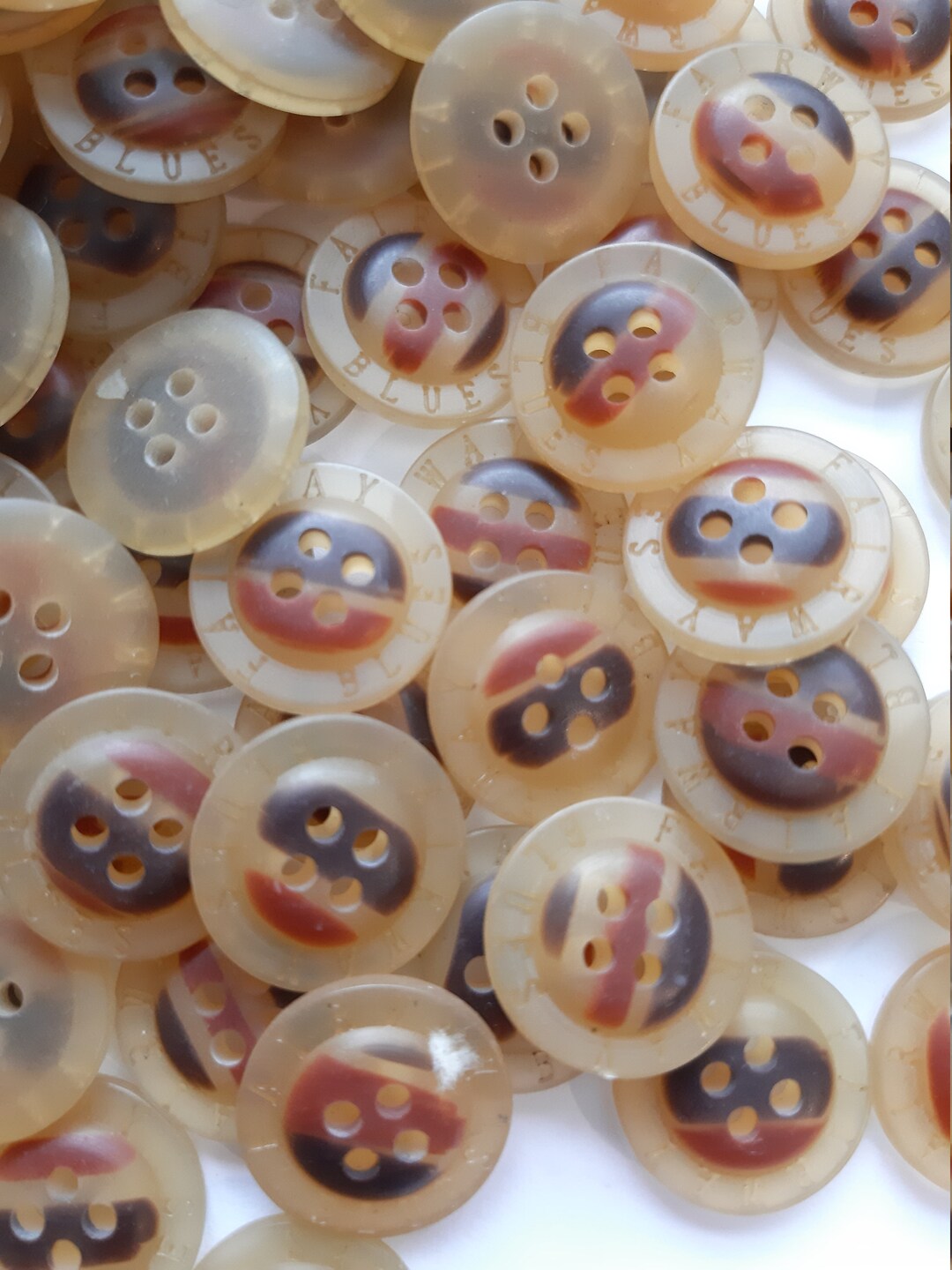 15mm Small Brown 4-hole Buttons, Small Buttons, Striped Brown Buttons ...