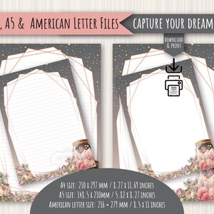 PRINTABLE Letter Writing Notepaper, Capture Your Dreams, Digital Letter ...