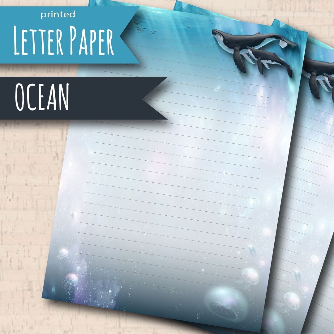 Whales Printed Letter Writing Paper - Notepaper Set - Ocean Whales ...