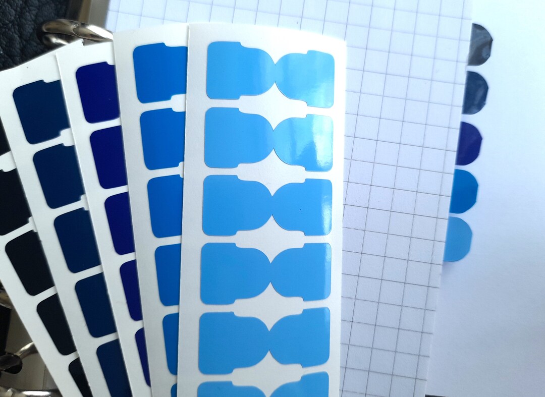 Self Adhesive Planner Tabs in 5 Shades of Blue, Tiny Tabs, Choose Shape ...