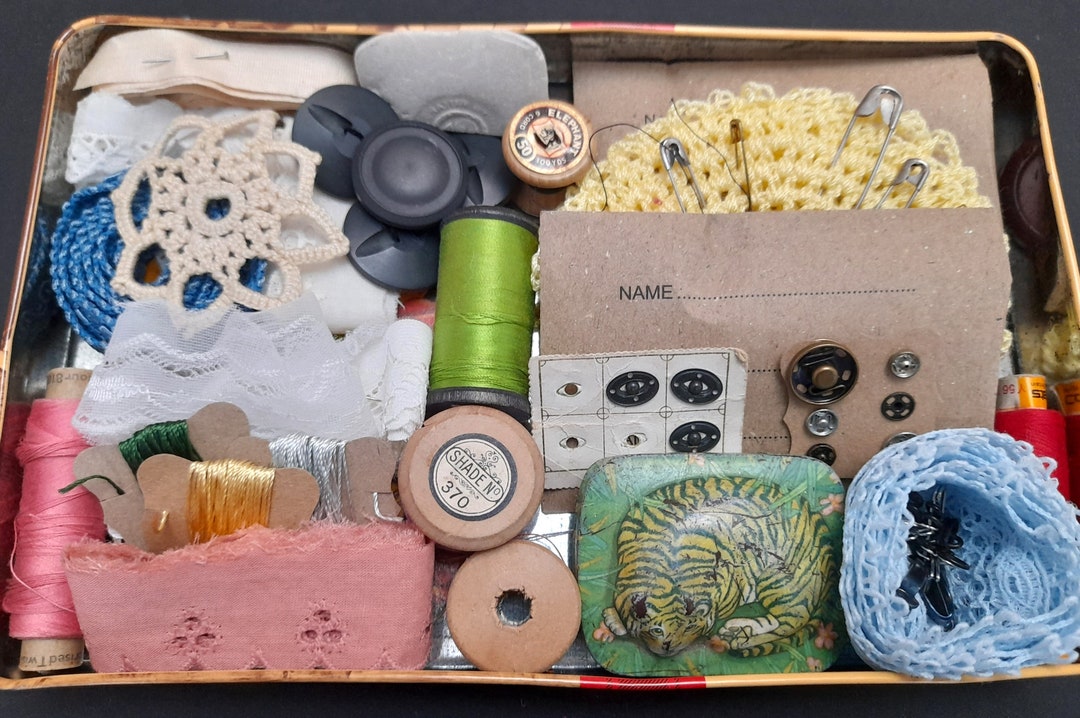 Vintage Sewing Kit With Lovely Haberdashery Items, Neatly Contained in ...