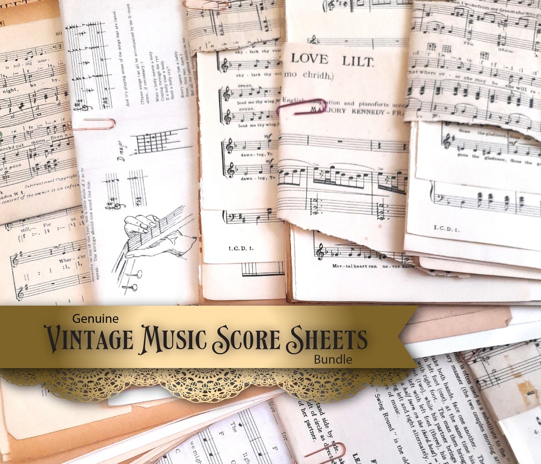 Vintage Music Score Sheets Bundle, Genuine, for Junk Journal Supplies ...