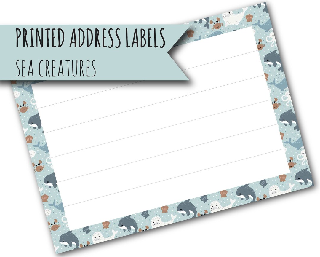 Address Labels With a Sea Creatures Design, Self-adhesive Blank Parcel ...
