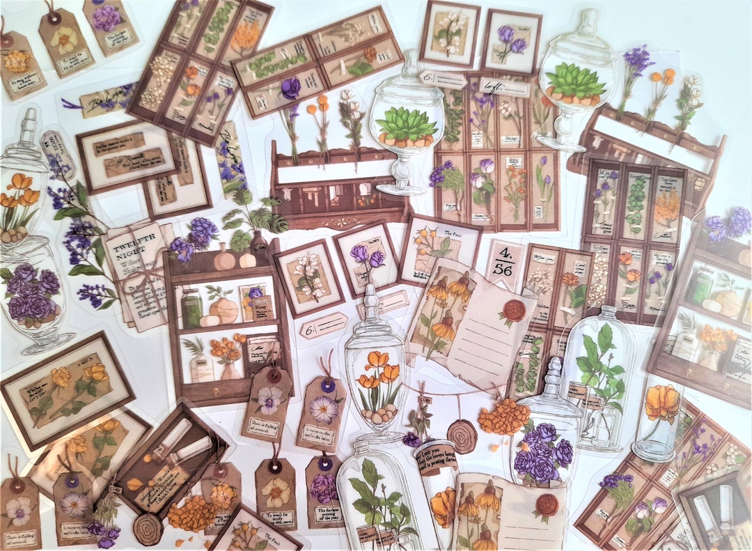 Flower Specimen Themed Sticker Flakes / Clear Stickers / Planner ...