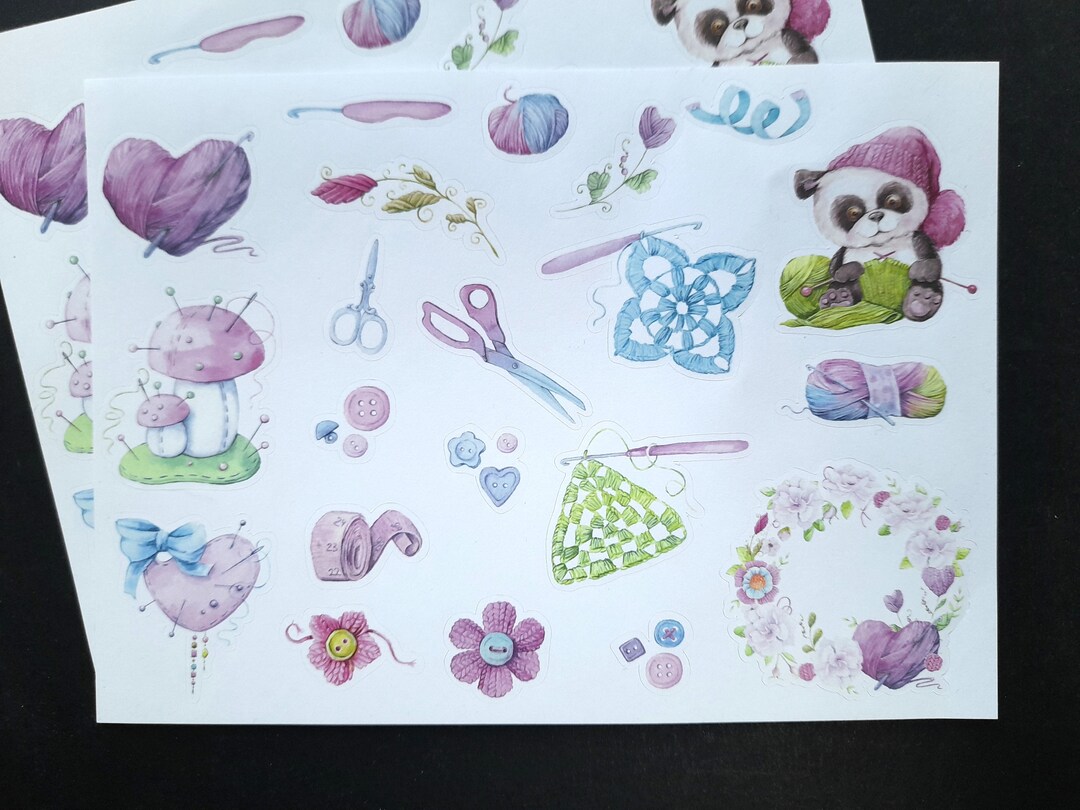 Hobby Stickers: Cute Knitting, Crochet and Sewing Themed Stickers, 2 ...