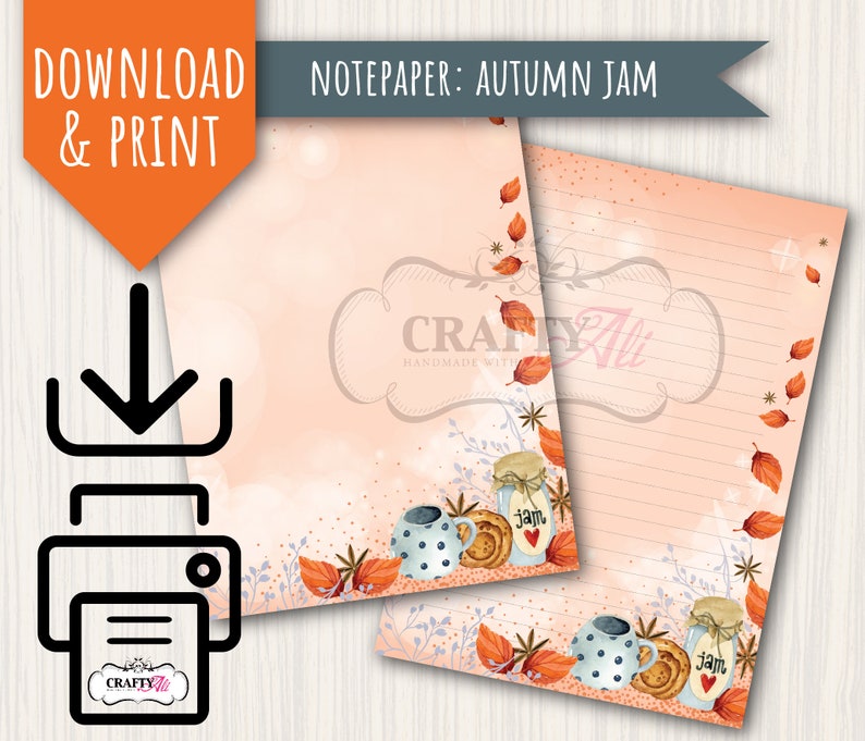 PRINTABLE Letter Writing Notepaper Autumn Jam Theme - Etsy