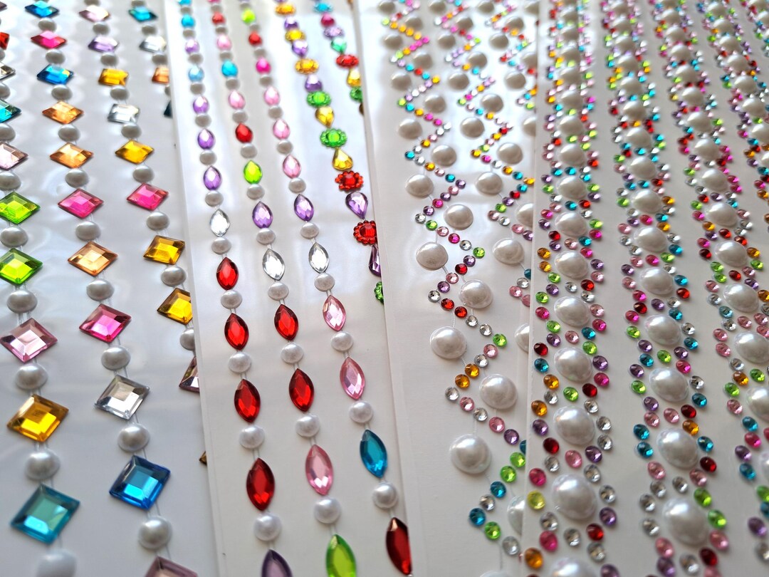 4 X Packs of Jewel Border Stickers in Pretty Colours, Gem Stickers ...
