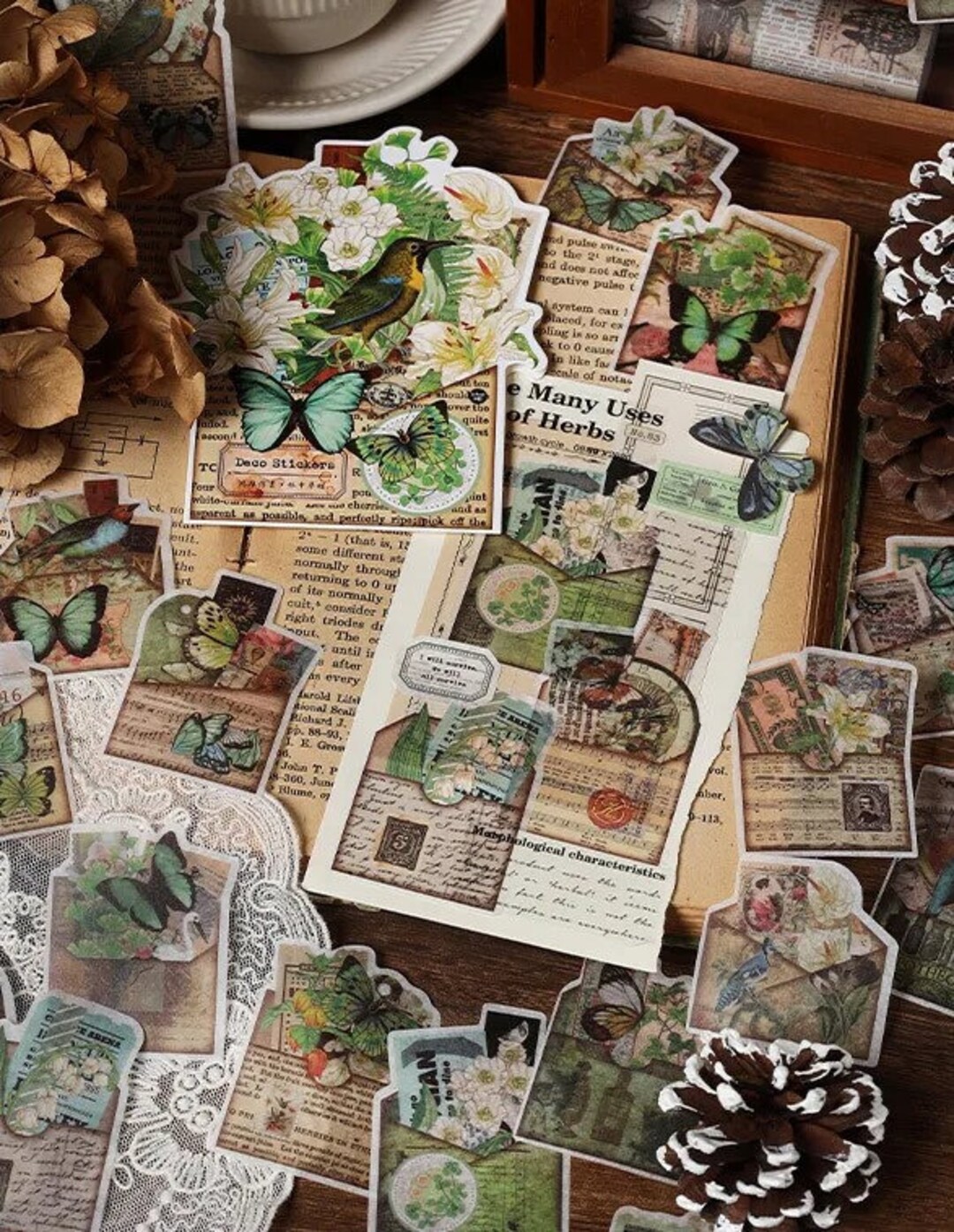 Decorative Vellum Vintage Envelope Sticker Flakes With Flowers ...