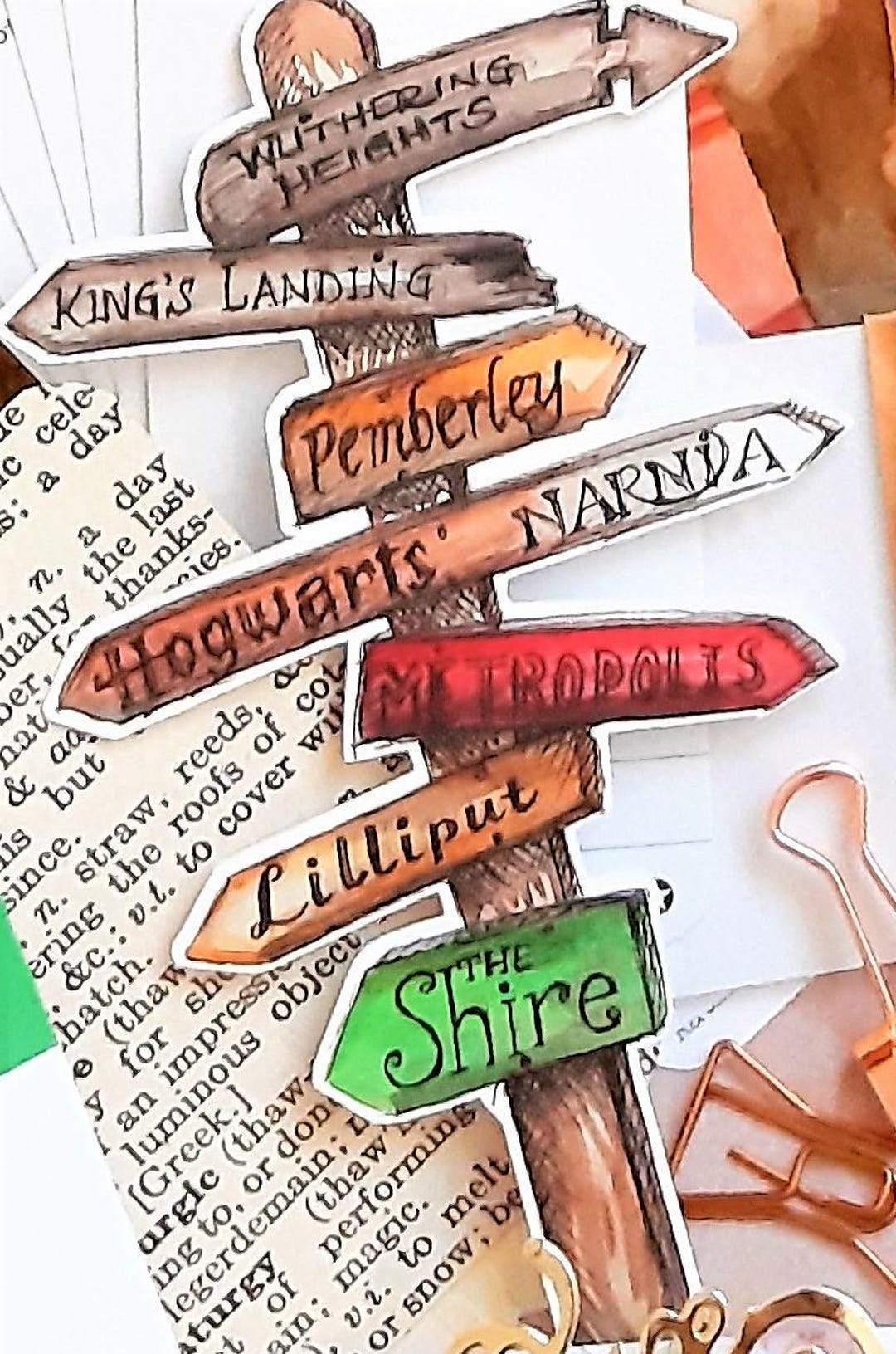 Book Lover's Signpost Die Cut Ephemera, Literature Novels, Book Reading ...