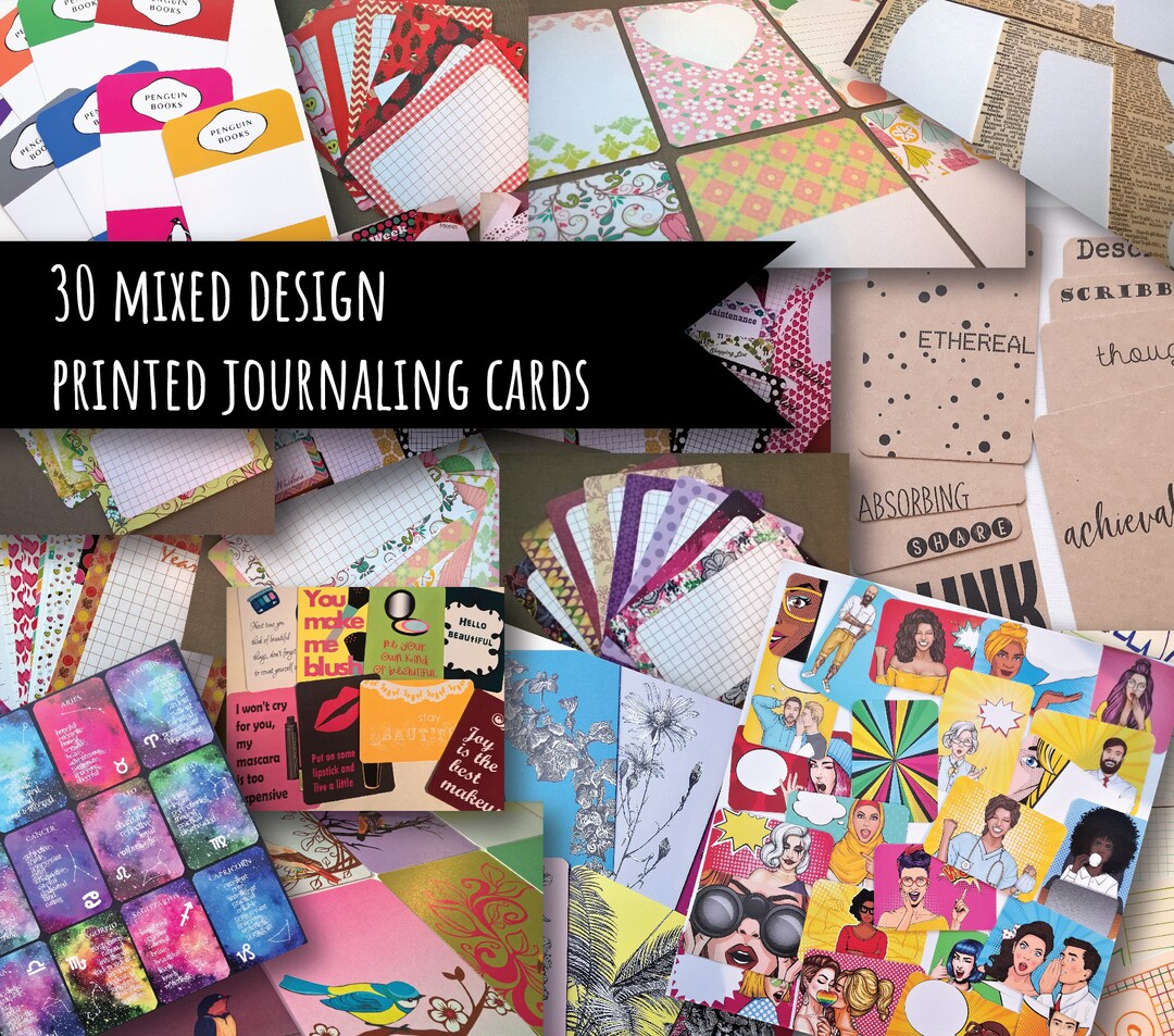30 Printed Journalling Cards - Mixed, Small Note Cards, Journaling ...