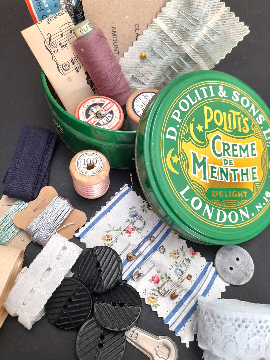 Vintage Sewing Kit With Lovely Haberdashery Items, Neatly Stored in an ...