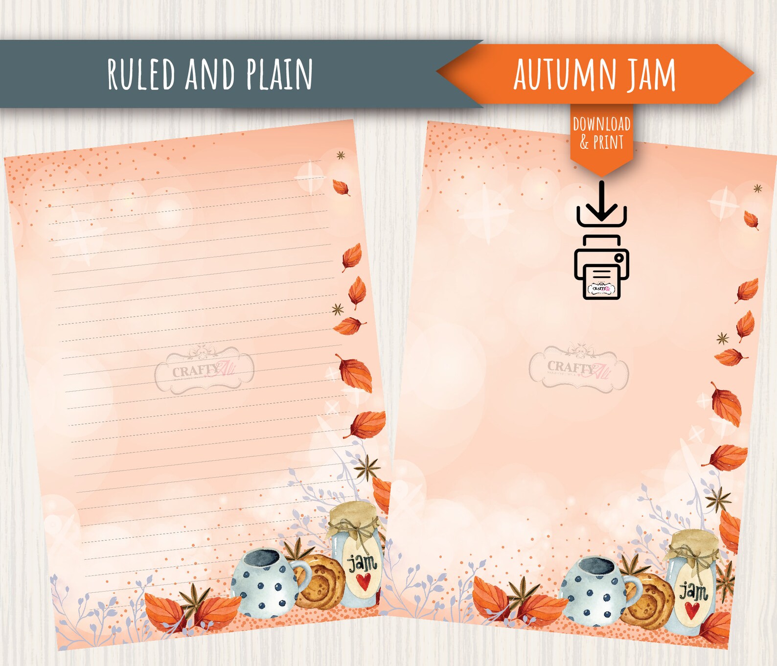 PRINTABLE Letter Writing Notepaper Autumn Jam Theme - Etsy