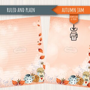 PRINTABLE Letter Writing Notepaper, Autumn Jam Theme, Digital Letter ...
