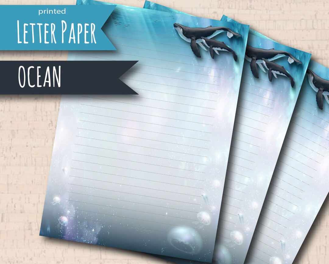 Whales Printed Letter Writing Paper / Notepaper Set / Ocean - Etsy