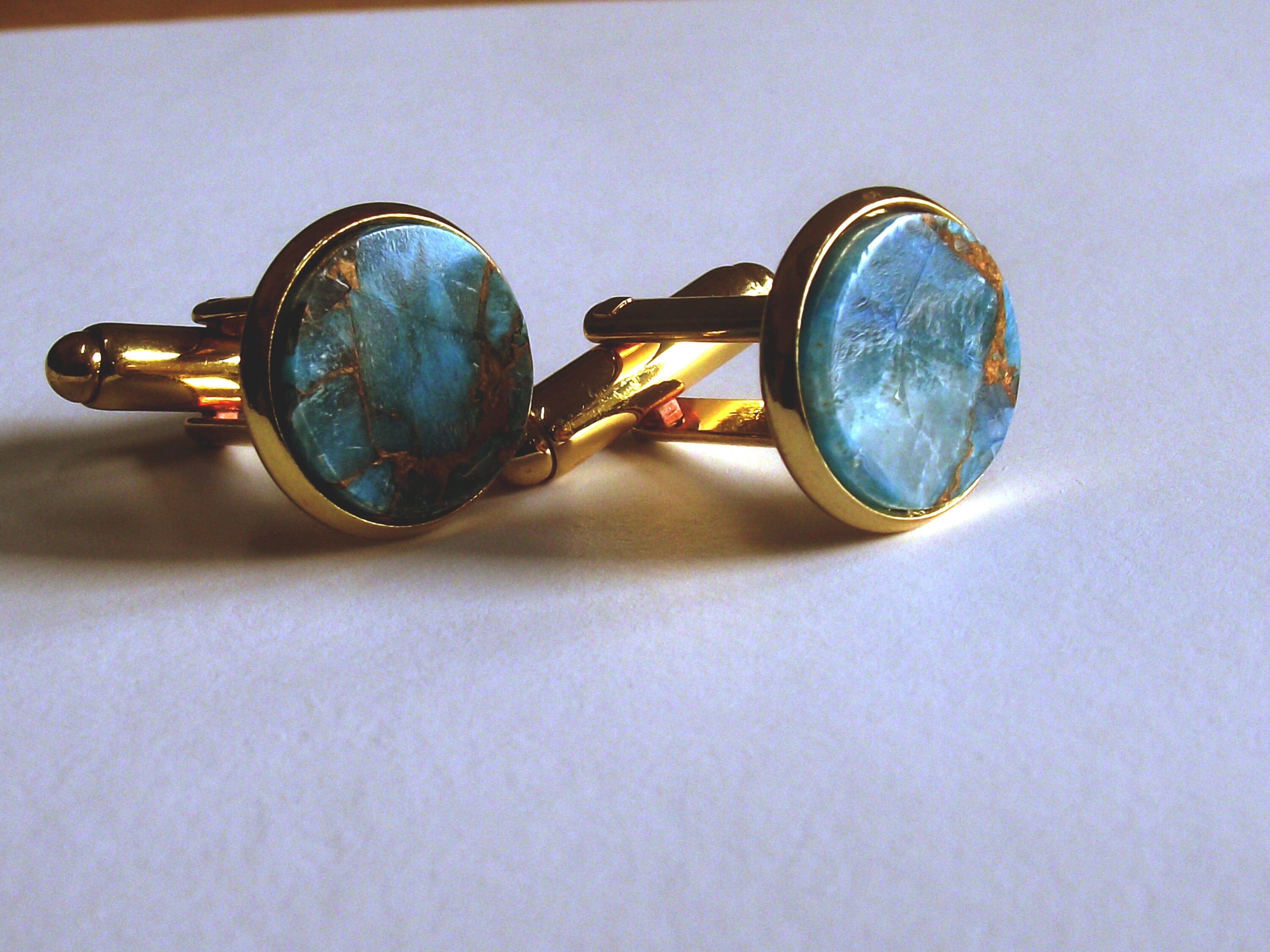 Blue Copper Turquoise, 12mm Round Flat Cabochon Cufflinks - Etsy