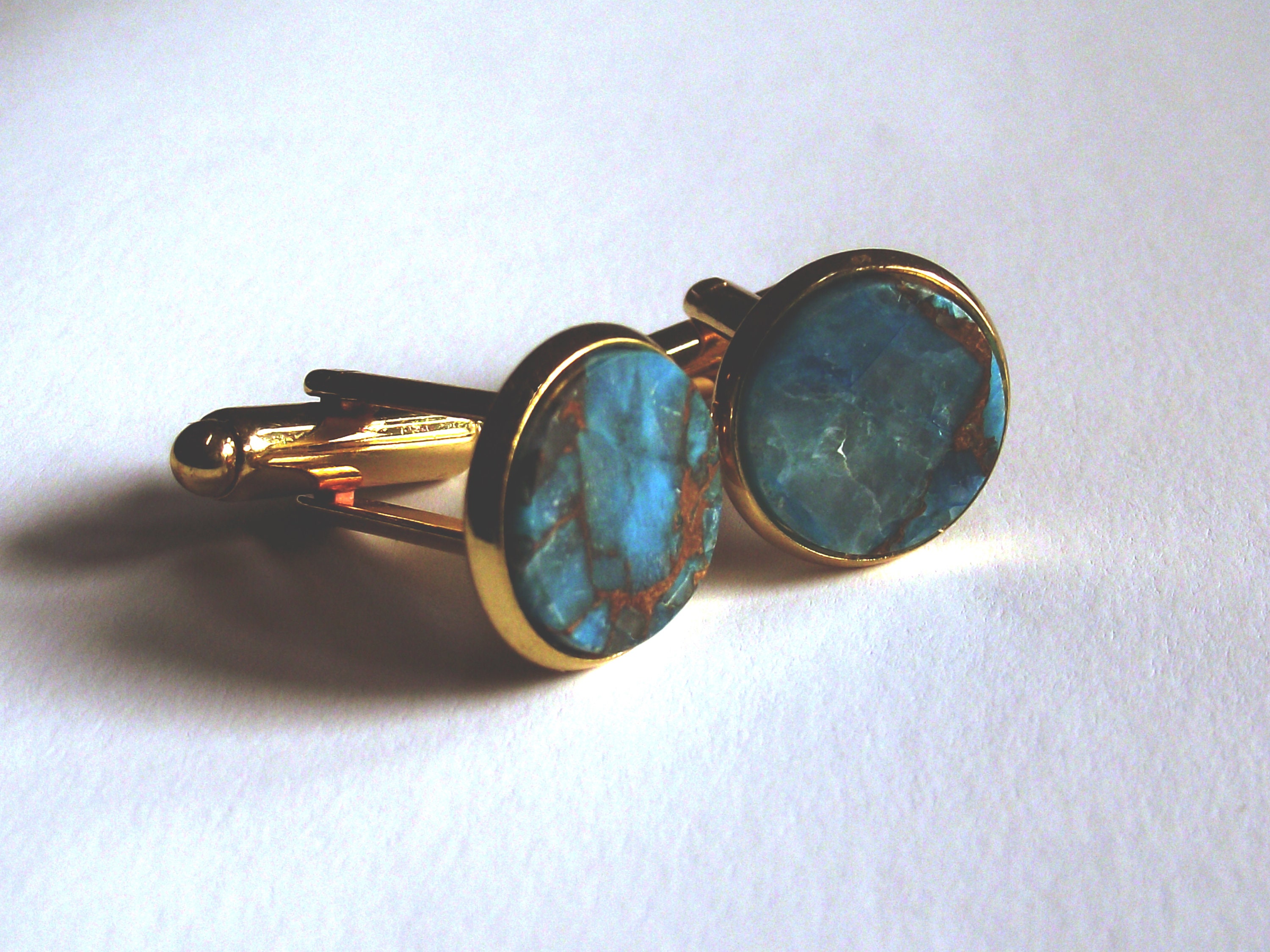 Blue Copper Turquoise, 12mm Round Flat Cabochon Cufflinks - Etsy