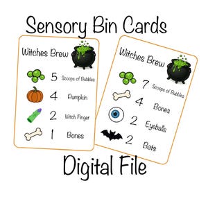 Witches Brew Sensory Bin Recipe Cards: Spooky Halloween Kids Activity ...