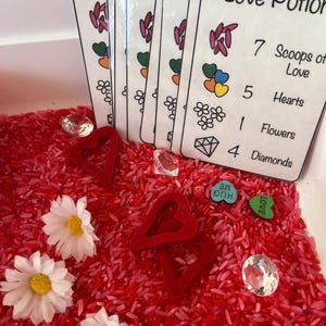 Valentine's Day Sensory Bin: Counting Preschool Game With Recipe Cards ...
