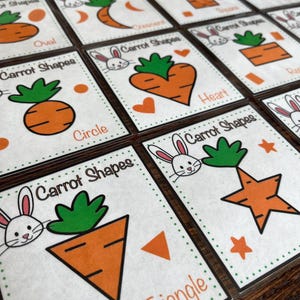 Easter Carrot Shapes Play Dough Mats: Toddler Learning Cards (digital ...