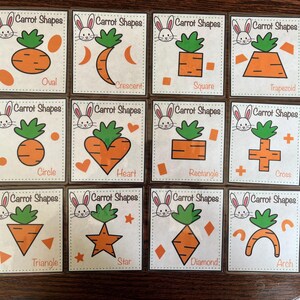 Easter Carrot Shapes Play Dough Mats: Toddler Learning Cards (digital ...