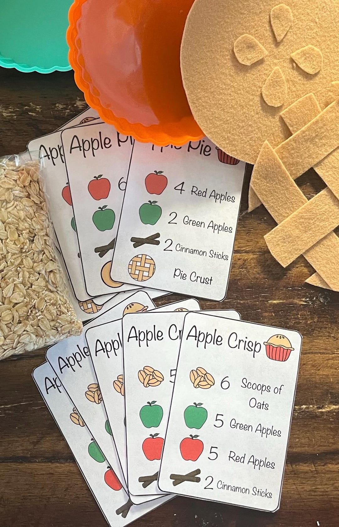 Apple Pie Sensory Bin Digital Download Cards Only - Etsy