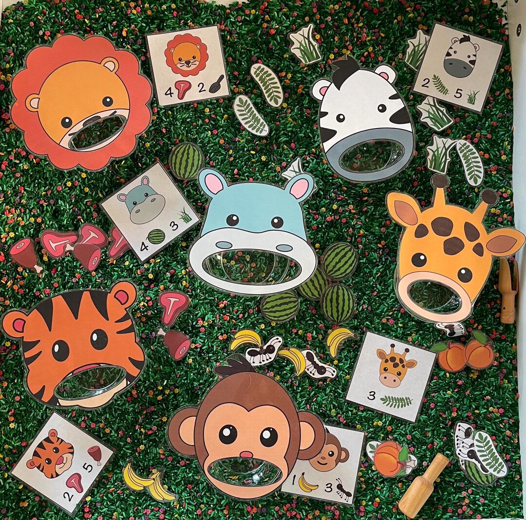 Feed the Zoo Animals Sensory Bin: Counting & Number Skills - Etsy