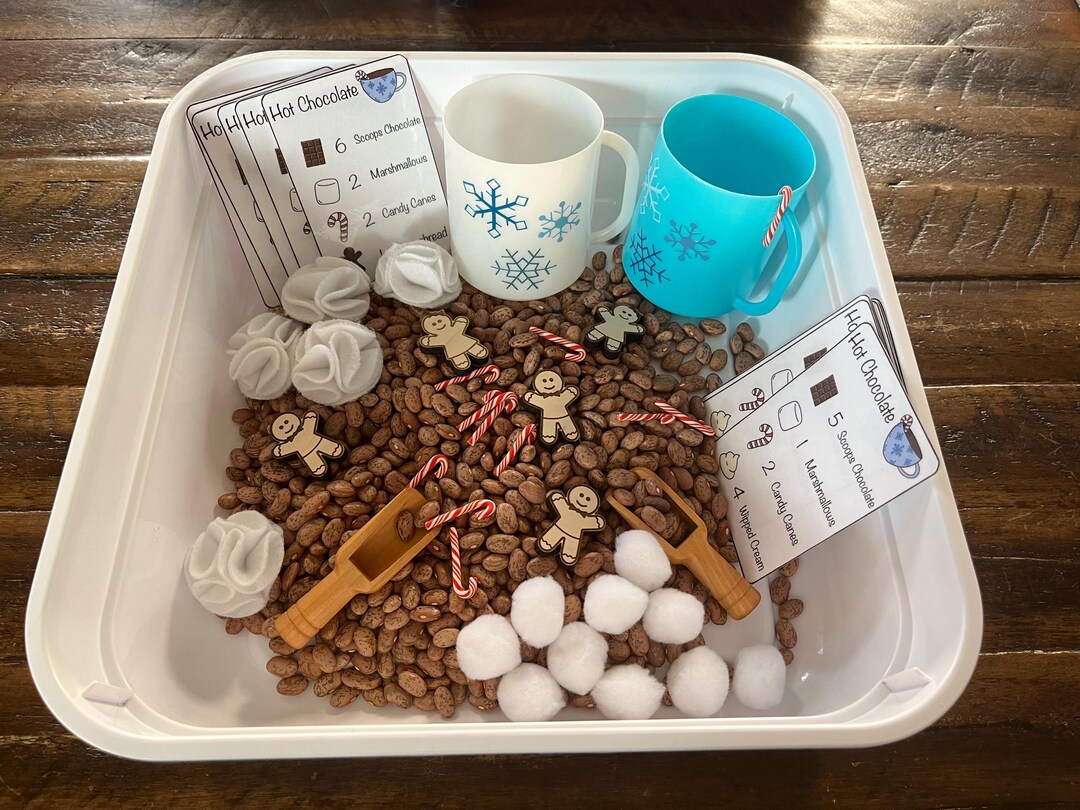 Hot Chocolate Sensory Bin: Winter Preschool Learning Game - Etsy