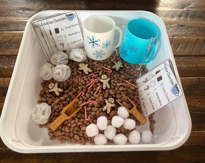 Hot Chocolate Sensory Bin: Winter Preschool Learning Game - Etsy