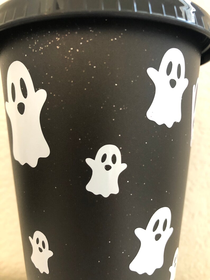 Sparkly Black Ghost Cold Cup Spooky Halloween Fall Iced - Etsy