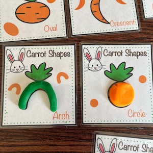 Easter Carrot Shapes Play Dough Mats: Toddler Learning Cards (digital ...