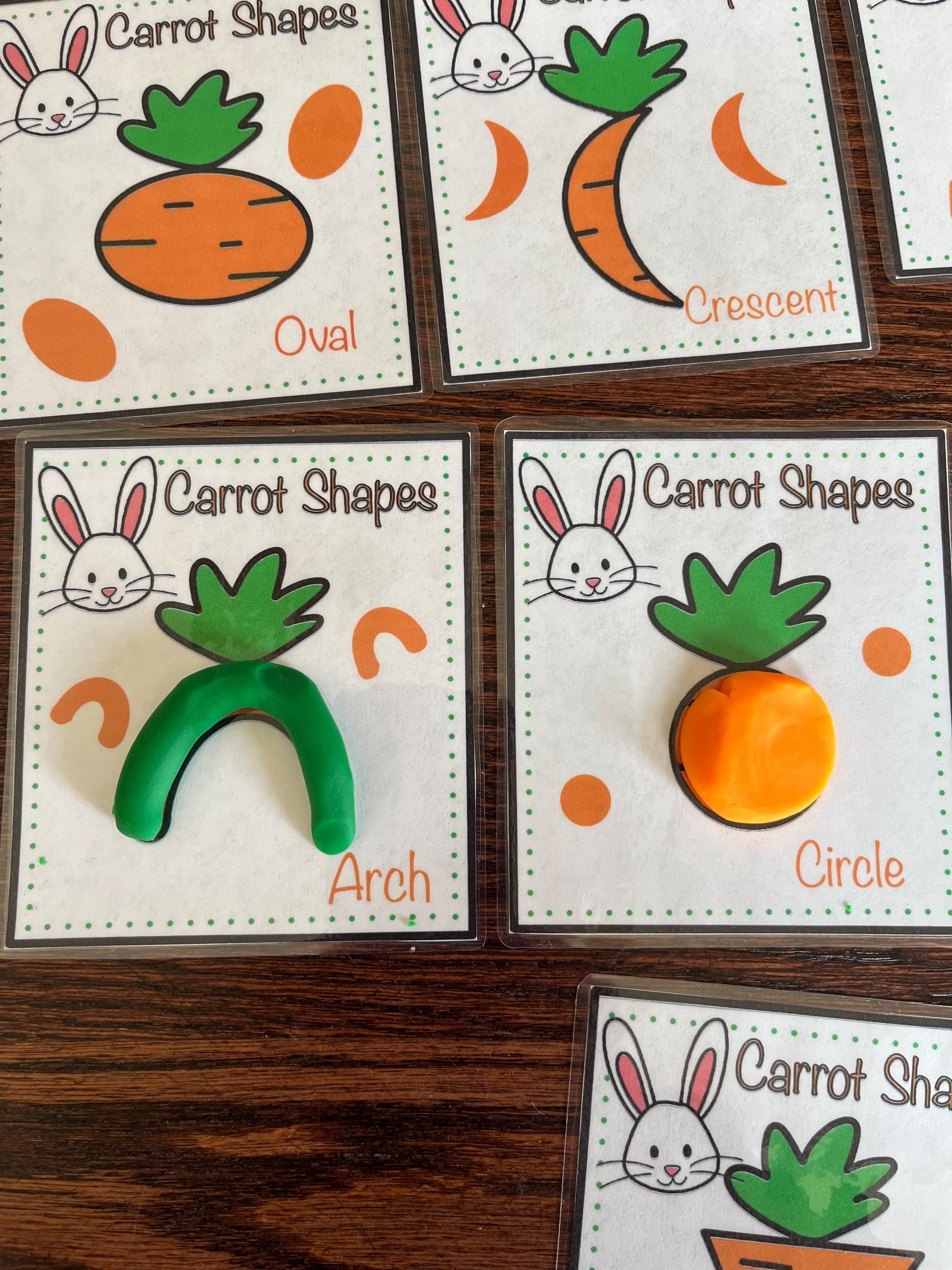 Easter Carrot Shapes Play Dough Mats: Toddler Learning Cards (digital ...