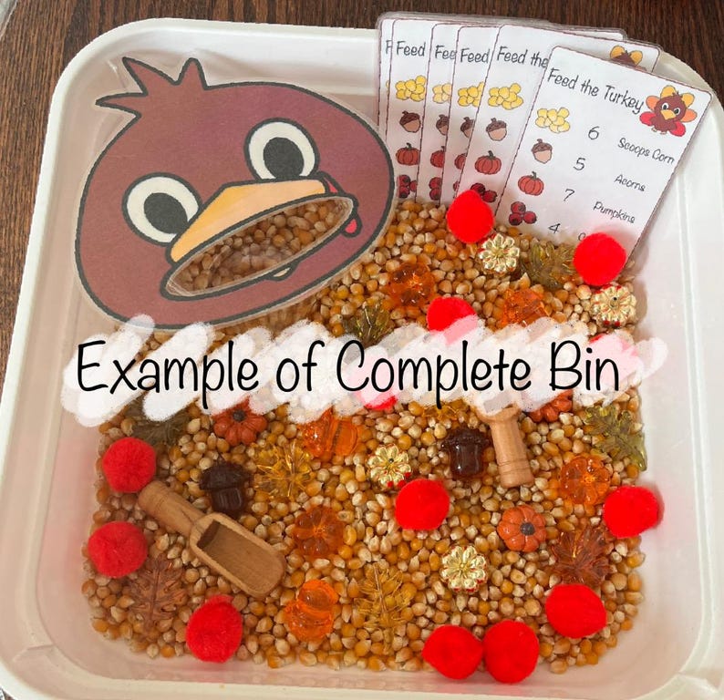 Digital File | Feed the Turkey Sensory Bin Digital Download Cards Only ...