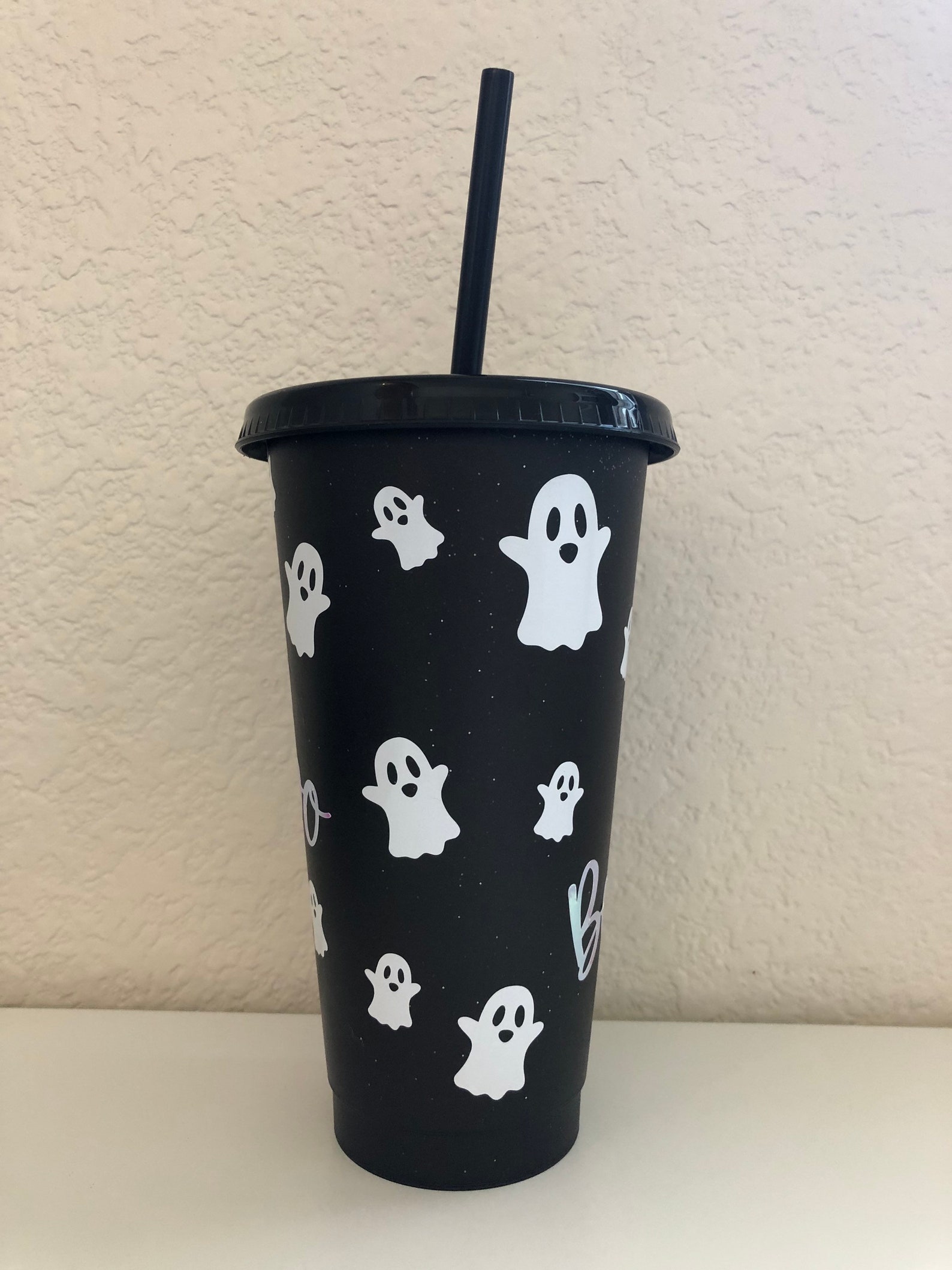 Sparkly Black Ghost Cold Cup Spooky Halloween Fall Iced - Etsy